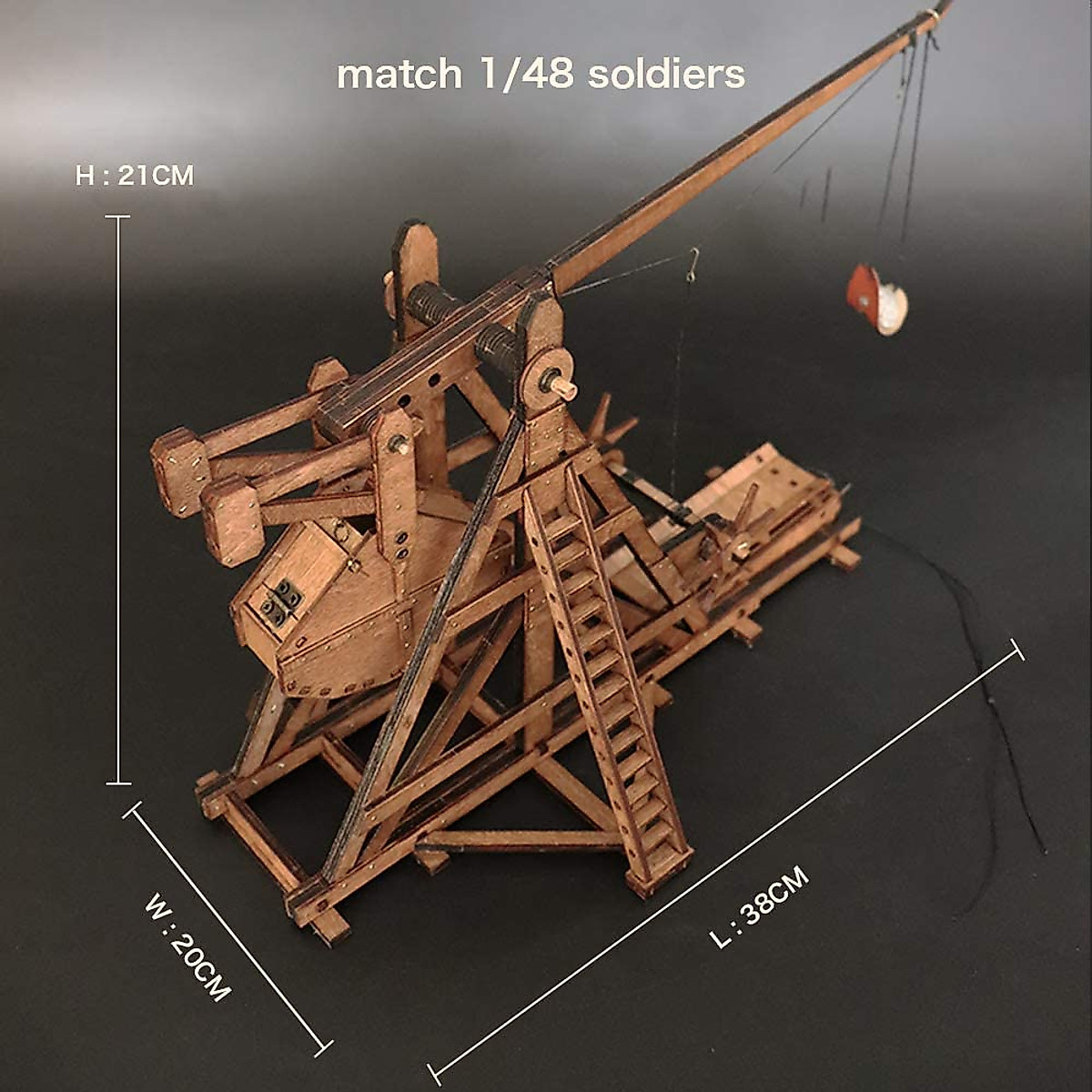 YAQUMW The Mini Counterweight Trebuchet Europe Medieval Siege Equipment Chariot Catapult Weapons DIY 3D Wooden Puzzles Model Kits for Adults STEM Projects Tabletop Toy