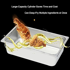 24 Liter Commercial Stainless Steel Deep Fryer, Large Deep Fryer with Basket, Propane Deep Fryer with Thermometer & Regulator for Restaurant and Home Snack Bars