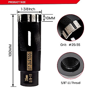 DT-DIATOOL Diamond Core Drill Bit 1-3/8" - Welded Hole Saw 35mm with 5/8-11 Arbor for Granite Marble Hard Stone