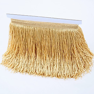 Heartwish268 Fringe Trim Lace Polyerter Fibre Tassel 6inch Wide 10 Yards Long for Clothes Accessories Latin Wedding Dress DIY Lamp Shade Decoration Black Gold