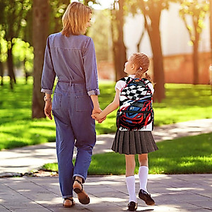 Speeding Racing Car With Checkered Flag Race Track Backpack Students Shoulder Bags Travel Bag College School Tote Backpacks