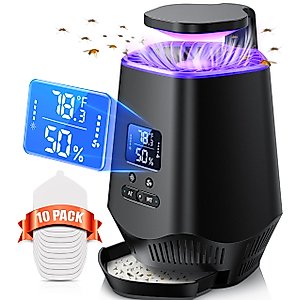 Fooxem Fruit Fly Traps for Indoors, Smart Flying Insect Trap with Temperature and Humidity Sensor, Bug Catcher Ligth for Home House Plants Gnats Moths Mosquitos Pest Control with Sticky Boards
