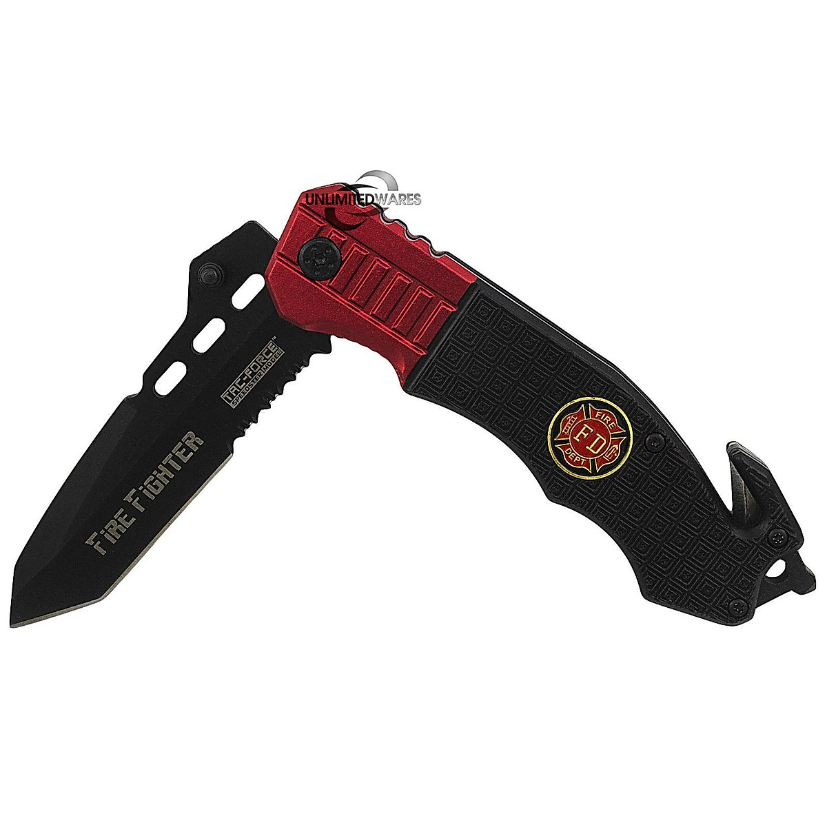 Spring Assisted Fire Department Pocket Knife for Men with Glass Breaker. with Ultra Sharp Blade Premium Tactical Folding Knife Survival Hunting Camping Knives