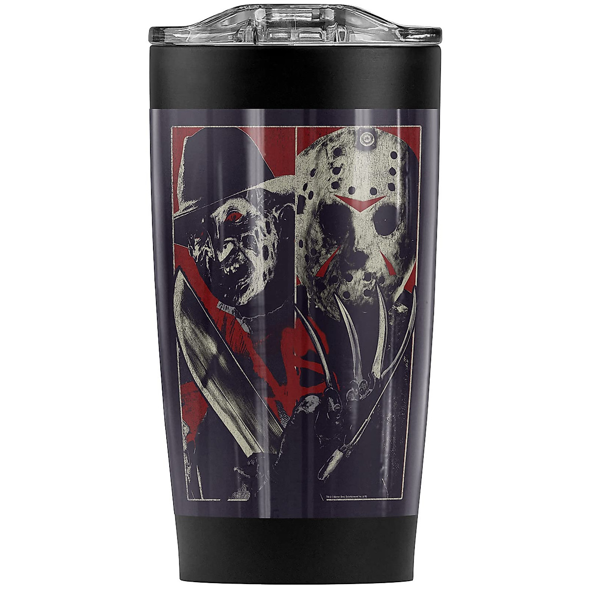 Logovision Freddy vs Jason Versus Stainless Steel Tumbler 20 oz Coffee Travel Mug/Cup, Vacuum Insulated & Double Wall with Leakproof Sliding Lid | Great for Hot Drinks and Cold Beverages