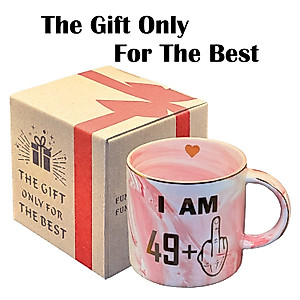 50th Birthday Gifts for Women, Funny Turning 50 Birthday Gift Ideas for Women, Wife, Mom, Daughter, Sister, Her, Aunt, Best Friends, Coworkers - Pink Marble Mug, 13.5oz Coffee Cup