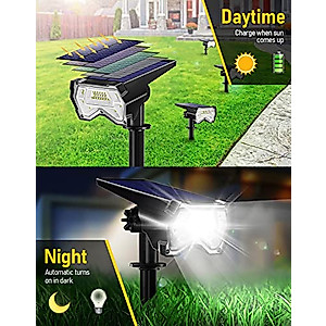 BRILLANFIRE Solar Lights Outdoor, 2-in-1 Solar Lights for Outside, Solar Powered Spot Lights Outdoor Waterproof, Outdoor Solar Lights for Walkway Yard Garden Patio Driveway, 4 Pack，Black