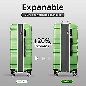Merax Expandable ABS Hardshell Luggage Sets 3 Piece Suitcase with Spinner Wheels Suit Case Lightweight, Apple Green, (20/24/28)