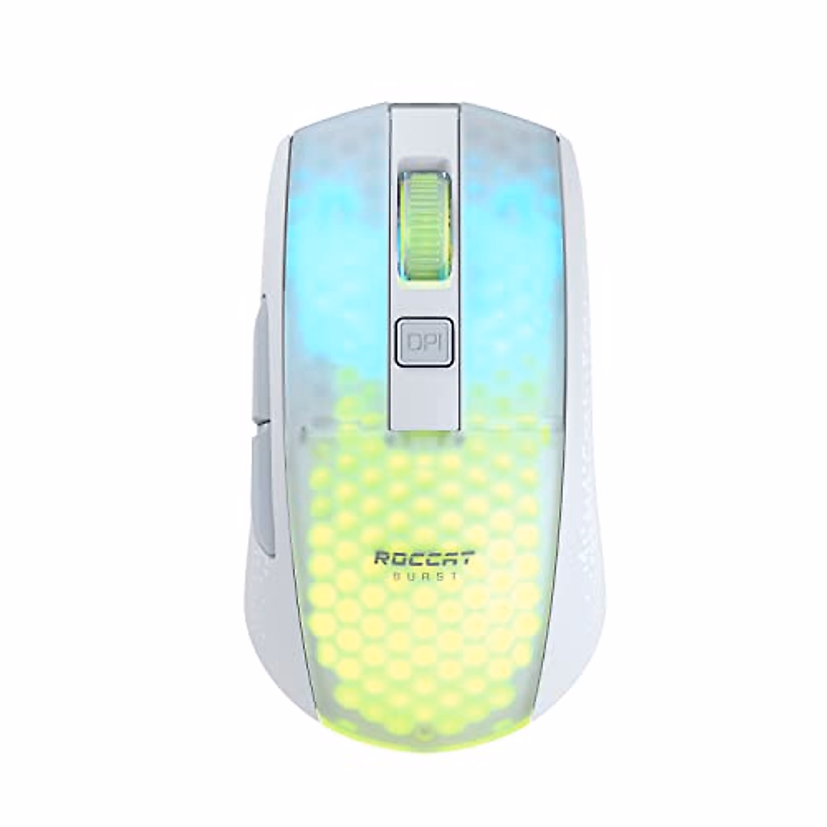 ROCCAT Burst Pro Air Lightweight Symmetrical Optical Wireless RGB Gaming Mouse with 19K DPI Optical Owl-Eye Sensor, Optical Switches, Titan Wheel, 81-Gram Weight – White