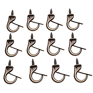 Rddconkit Metal Cup Hooks Safety Windproof Hooks,12 Pieces Metal Hanging Ceiling Hooks Ceiling Screw Hooks for Hanging Plants Indoor Outdoor Use Decorations
