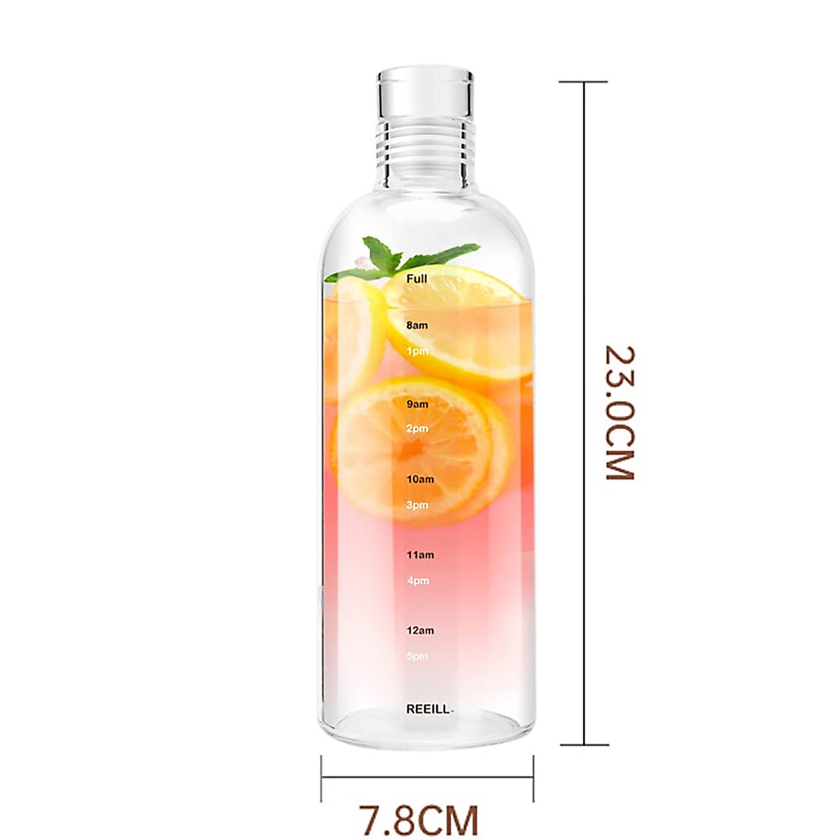 JZSMY Glass Ins Creative Girls Water Bottle Glass Cups High Sense Japanese Style Drinking Bottle Glass Scale Cups Milk Juice Cute Water Bottle with Time Scale (1Pcs 750ml Transparent)