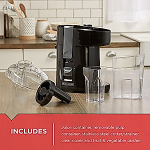 BLACK+DECKER 400-Watt Fruit and Vegetable Juice Extractor, Black, JE2200B, 12.2" x 6.6"