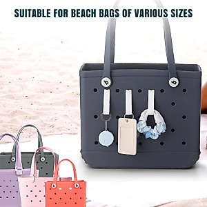 Lenink Hook Accessories Compatible with Bogg Bag, 3 Pack Insert Charm Keychain Holder for Beach Totes Bags, Hanging Keys, Water Bottles (White)