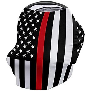 Nursing Cover for Breastfeeding Super Soft Privacy Cover Red Line American Flag Respect Firefighter Sign Multi Use for Baby Car Seat Canopy Baby Shower Gifts for Boy&Girl