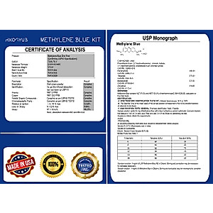 HXOGYUB Methylene Blue Powder Kit, 8 Gram, Third-Party Tested 99+%, USP Grade Compliant, Brain Health Dietary Supplement for Humans, No Formaldehyde, Including Measuring Cups and Funnel