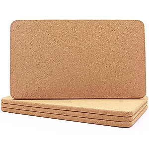 Cork Trivet, High Density Fine Particle Thick Cork Trivets for Hot Dishes, 12 x 7 Inch Heat Resistant Cork Coaster, Rectangle Cork Placemats Cork Hot Pads for Kitchen, 4 Pcs