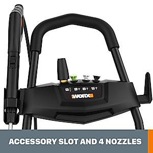 WORX WG604 1600 Max PSI 13A Pressure Washer with Rolling Cart, Black and Orange