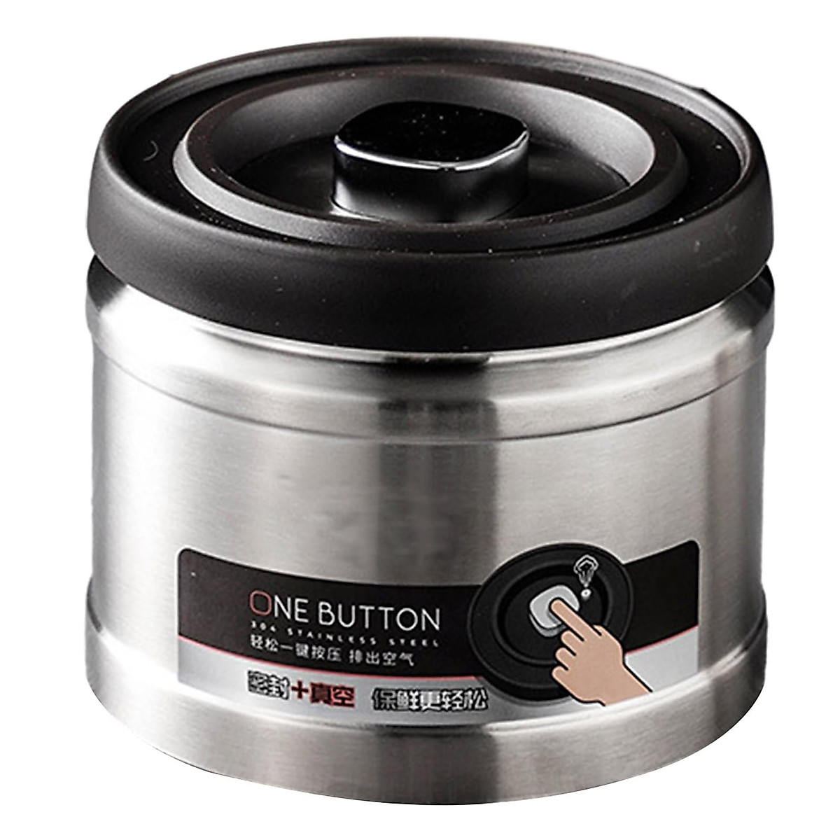 NEREIDS NET Tea Canister with Vacuum Seal Elderly-Friendly Container Stainless Steel Storage Tank for Leaves Coffee Beans Moisture Proof Dust-Proof 750/1100ml Black M