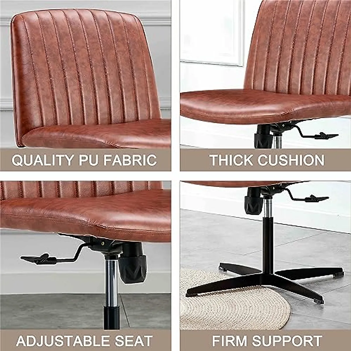 Simicase Office Chair, Home Computer Chair Office Chair Adjustable 360 °Swivel Cushion Chair with Black Foot Swivel Chair Study Desk Chair. No Wheels