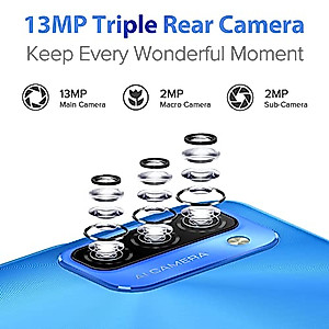 Ulefone Unlocked Smartphones Note 12P, 7700mAh High Capacity Battery, 6.82 inch HD+, 13MP + 2MP + 2MP, Dual Sim Phones Unlocked, Andorid 11 4GB+64GB ROM, Fingerprint Face Detection, T-Mobile - Blue