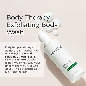 Glytone Exfoliating Body Wash with 8.8 Free Acid Value Glycolic Acid, Keratosis Pilaris, KP, Smooth Rough & Bumpy Skin, Chicken Skin, Oil-Free, Fragrance-Free, 6.7 Fl Oz