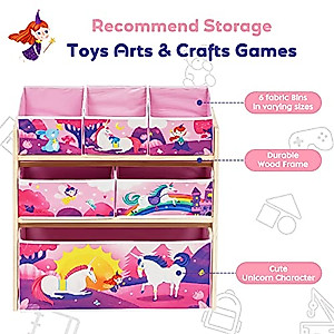 Jomifin Kids Toy Organizer for Boys Girls, 6 Storage Bins Large Storage Capacity Best Toy Storage Solution for Playroom, Nursery (Green) (Pink)