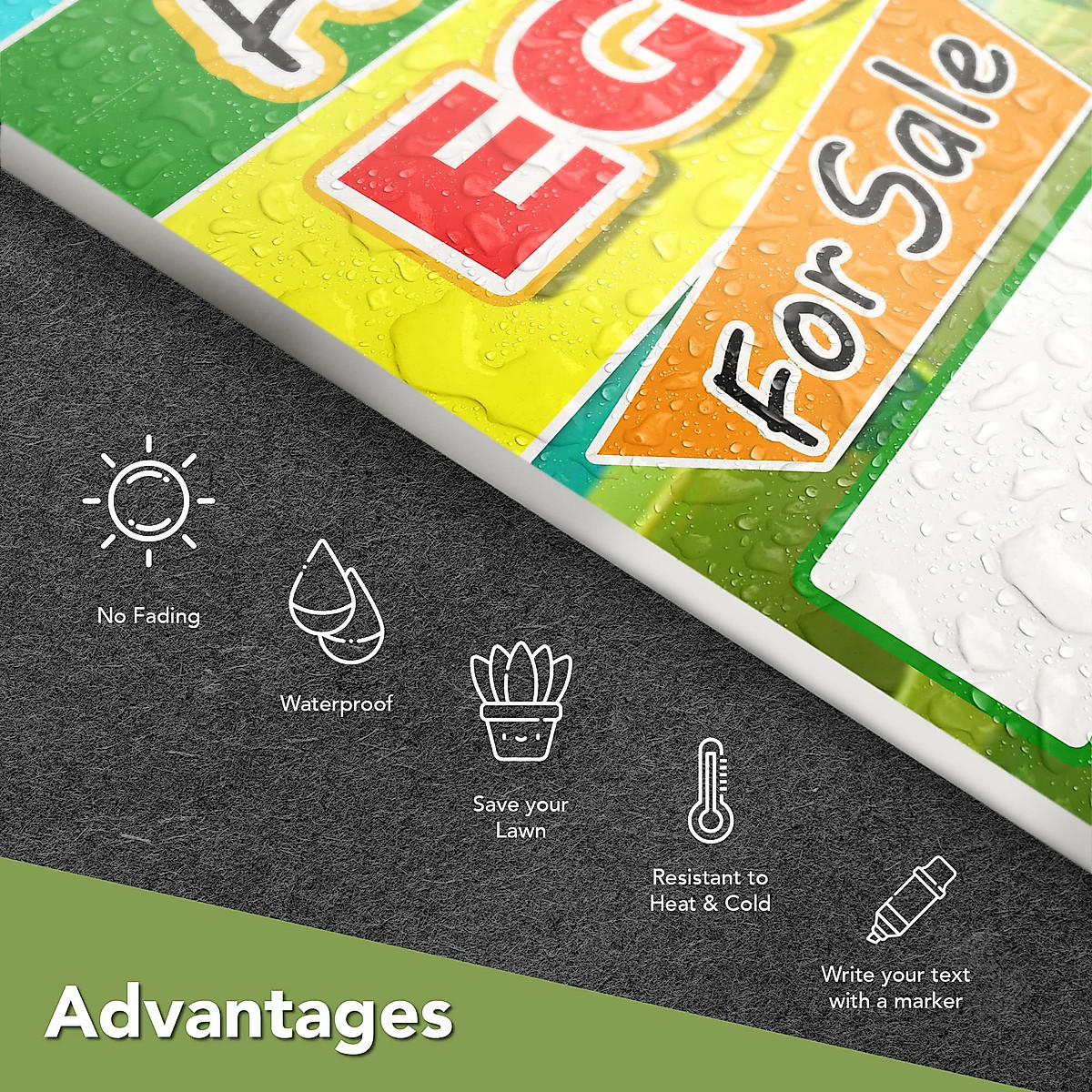 Fresh Eggs for Sale Sign - 18 x 24 Double Sided Coroplast Large Eggs for Sale Sign - Farm Fresh/We Sell Eggs Sign Outdoor Yard