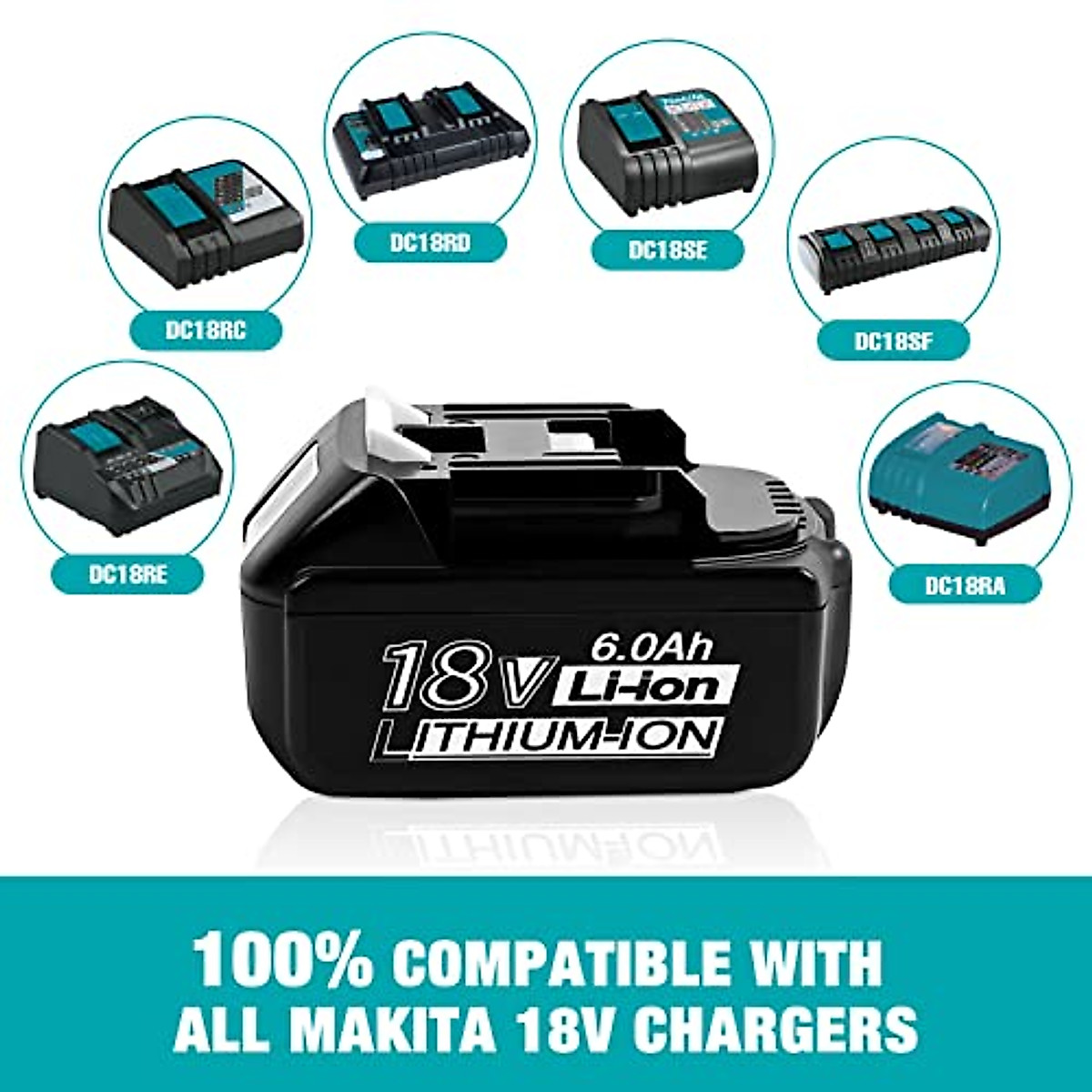 [New UPGRADER] 2Pack DSANKE 18V 6.0Ah BL1850B Battery Replacement for Makita 18V Battery BL1830 BL1850 BL1840 BL1850B-2 BL1845 BL1815 BL1820 BL1860B LXT-400 18-Volt Cordless Power Tools Batteries