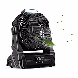 KopBeau Portable Camping Fan with Lights, 20000mAh Rechargeable Battery Operated Fan, Battery Powered Outdoor Beach Tent Fan with 3 Speeds & Hook, Personal USB Table Fan for Camping Accessories Black