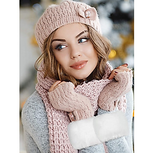 Hicarer 3 Pairs Faux Fur Wrist Cuff Warmers Winter Furry Wrist Warmers for Women Girls