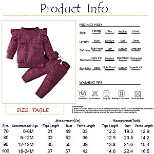 Infant Baby Girls Clothes Ruffle T-Shirt + Pants Fall Winter Outfits Set Purple
