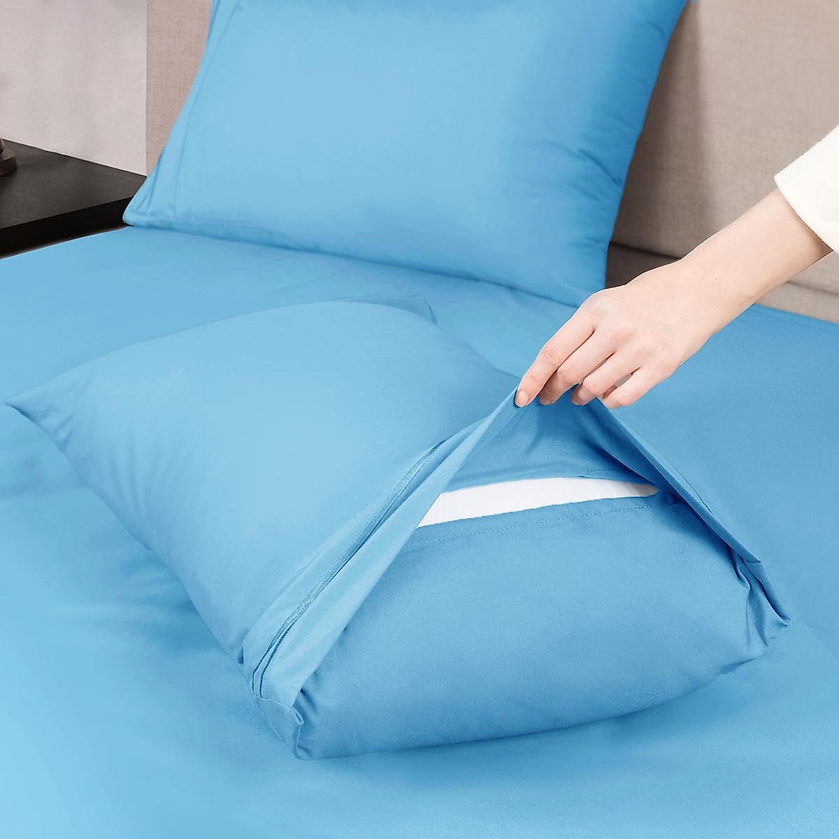 Mejoroom Twin Sheet Set - Hotel Collection Twin Sheets - Bedding Sheets & Pillowcases with Deep Pocket Fitted Sheet, Breathable, Wrinkle & Fade Resistant - 3 Piece(Twin,Denim Blue)