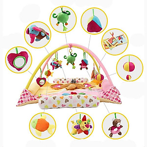 KUANDARM Elephants Pattern Baby Gym Activity Play Mat Fitness Frame with Pendant Toys Infants Activity Centre Newborn Gift, Pink