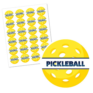 Big Dot of Happiness Let’s Rally - Pickleball - Birthday or Retirement Party Circle Sticker Labels - 24 Count