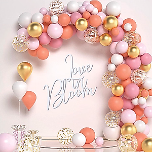 Mirooyu Wooden Love In Bloom Sign, White Bridal Shower Decorations Sign for Engagement,Bridal Shower Backdrop, Wedding Shower Decor,Engagement Party Favors