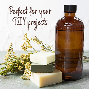 VINEVIDA 16 oz Amber Glass Bottles - 12 Pack Amber Boston Glass Bottles With Poly Cap - Bulk Glass Bottles - Empty Tincture Bottles for Essential Oils, Lab Chemicals, and Perfumes - Refillable Bottles