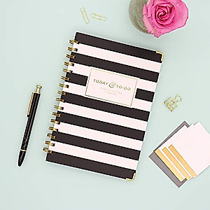 Blue Sky Day Designer for Today To-Do Notebook, 160 Ruled Pages, Twin-Wire Binding, Hardcover, 5.75' x 8.5', Black Stripe