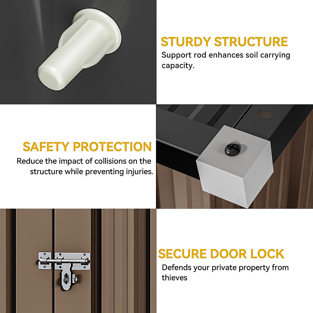 DWVO 10x8 FT Outdoor Storage Shed - Spacious Garden Tool Shed with Lockable Door - Durable Metal Yard Shed for Garden, Patio, and Backyard (Brown)