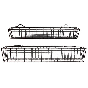 MyGift®, Set of 2 Brown Country Rustic Wall Mounted Openwork Metal Wire Storage Basket Shelves/Display Racks