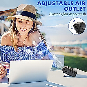 Koonie Portable Waist Fan, 5200RPM Strong Airflow 23H Working Time Hands-free Necklace Fan, Battery Powered 3-Speed Personal Fan 8000mAh for T-shirts, Jacket, Clothes, Fishing, Gardening, Climbing