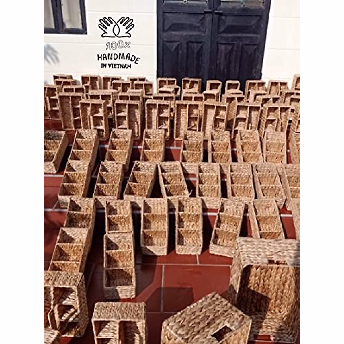 Three Compartment Basket made from Water Hyacinth - Made in Vietnam