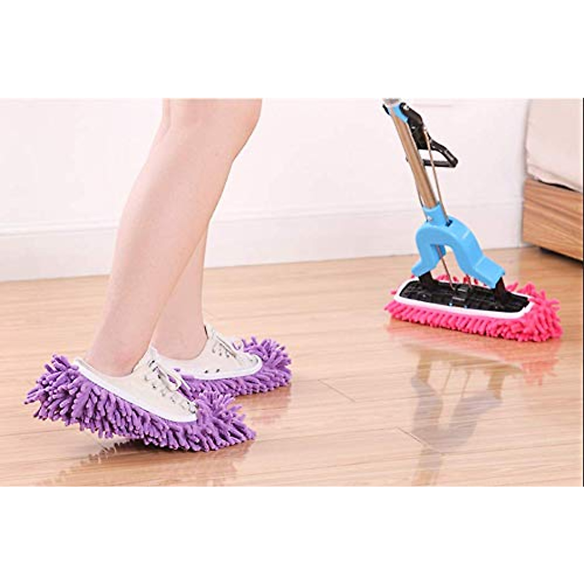 Tamicy Mop Slippers Shoes 5 Pairs (10 Pieces) - Microfiber Cleaning House Mop Slippers Floor Cleaning Tools Shoe Cover Soft Washable Reusable Microfiber Foot Socks Floor Cleaning Tools Shoe Cover
