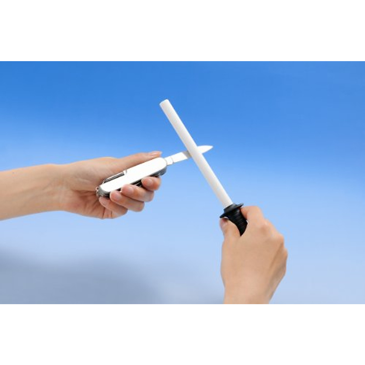 Kyocera Ceramic Sharpener, Knife Sharpener, Manual Knife Sharpener (Stainless Steel, Titanium, Steel), For Gardening, Cutlery, Scissors, Sickle, Fine Ceramic Whetstone, Sharpener CS-10-N