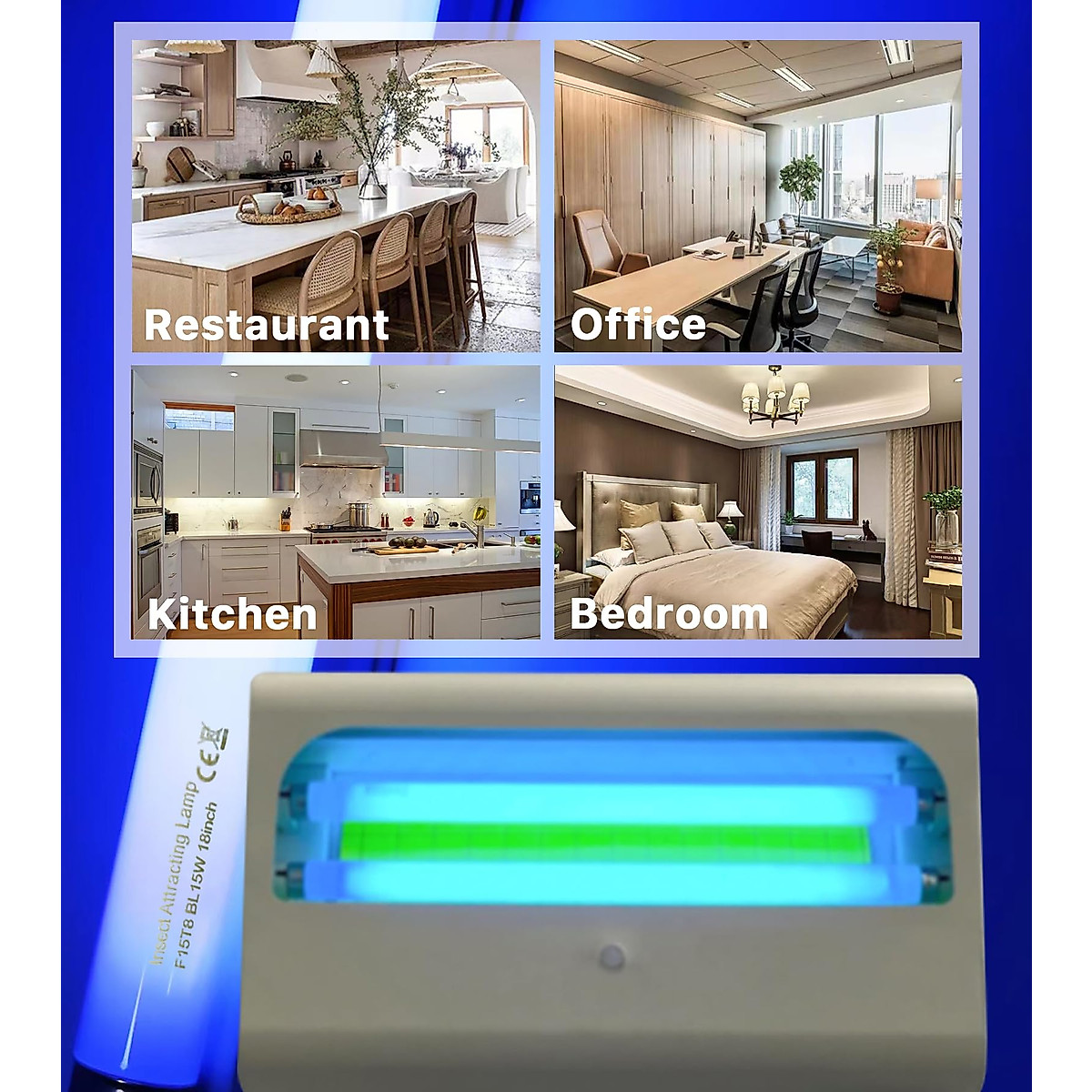 amgolibi 18 Inch 15 Watt Black Light Bulb F15T8/BL Replacement T8 BL Fluorescent Lamps for 30W Machine 350BL 365-nm Blue Light 6 Count