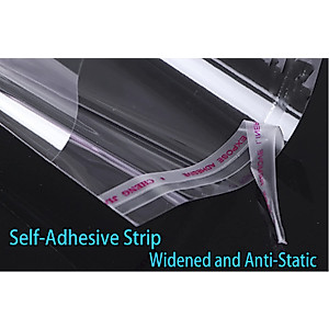 JOSDIOX Cellophane Bage 5 x 7 Inch Clear Poly Bags Adhesive 1.4 mils Thick OPP Plastic Bags Self Sealing Treat Bags (5 X7 100)