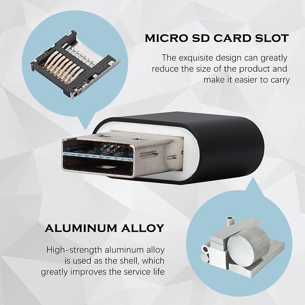 [2 Pack] Micro SD Card Reader for Android Phone,Micro SD Card to USB Adapter, Mini USB C Card Reader for Camera Memory Card Reader, Wansurs Card Reader for PC and Android Phone
