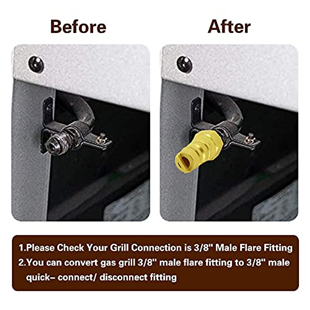 MCAMPAS 3/8 Inch Natural Gas Quick Connect Fittings, Natural and Propane LP Hose Extension Quick Disconnect Kit for Gas Grills, Patio Heater, Pizza Oven, Patio Fire Pit, Generator - 4 Piece