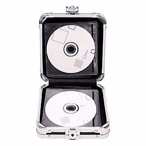 Vaultz Locking CD Case Holder - 24 Disc Storage Capacity, 2.5 x 6.25 x 7 Inch Portable DVD Case Holders w/Carrying Handle - Lockable CD Holder for Car, Travel, Work - Black