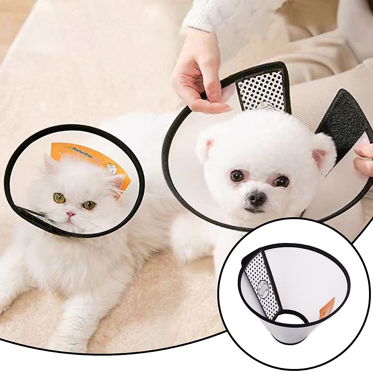 2 Pcs Cat Cone Dog Con,Adjustable Recovery Pet Cone,Fits Neck 7-11 inch Adjustable,Plastic Elizabethan Collar for Cats Kitten Small Dog After