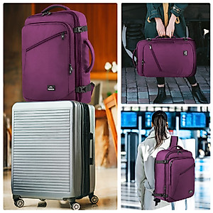 MATEIN Travel Backpack for Women, Expandable Flight Approved Carry on Water Resistant Lightweight Suitcase, Large Business Weekender Personal Item Backpack, Gift for Traveler, Purple