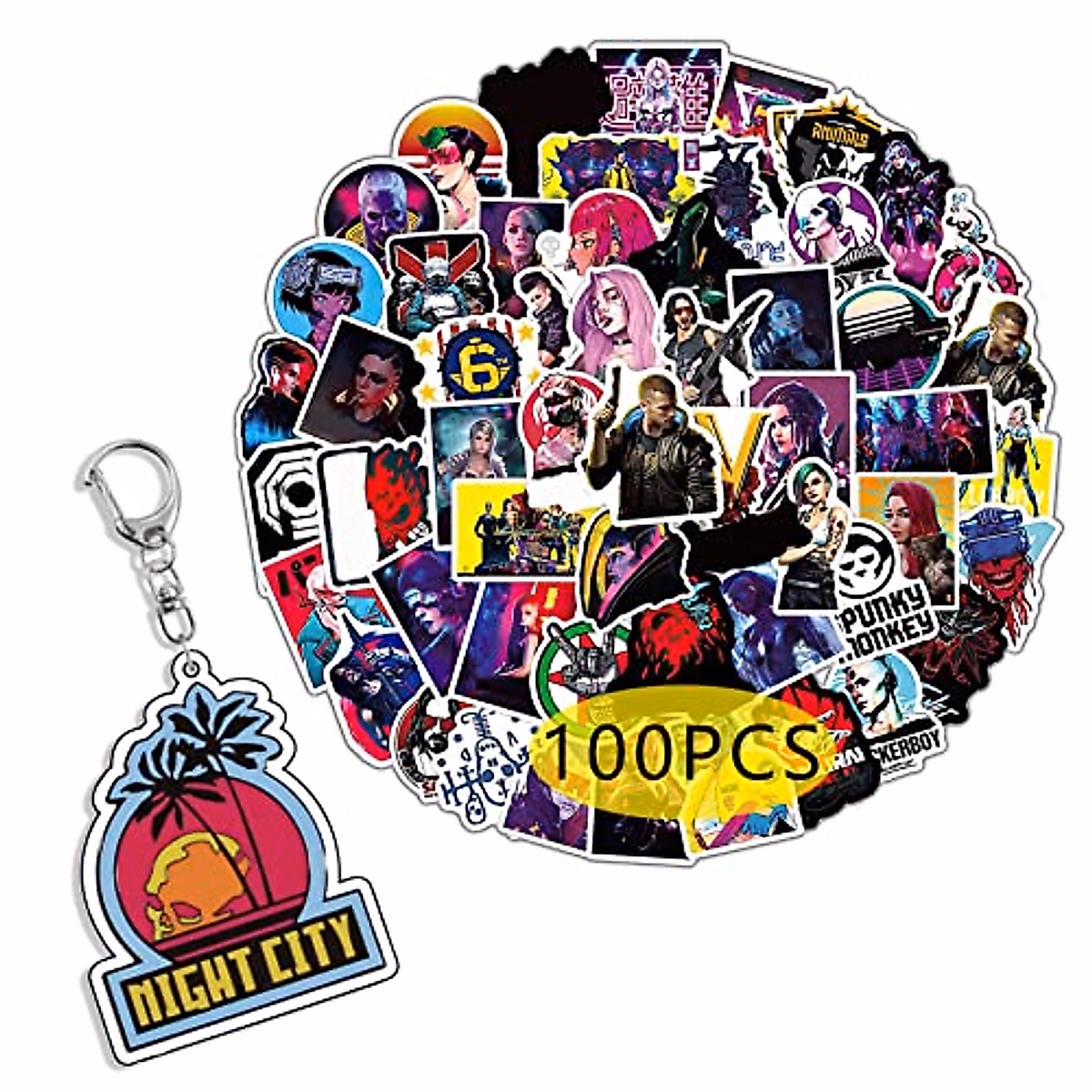 Kilmila Video Game Stickers 100Pcs (with Keychain Decoration) Gifts Merch Party Supplies for Computer Luggage Laptop for Teens